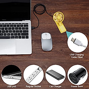 Nezylaf Handheld Fan Clip on Phone Laptop, Mini Fan Powerful Small Personal Portable Fan 1 Speeds USB Rechargeable Fan for Girls Woman Outdoor Travel (Yellow)…