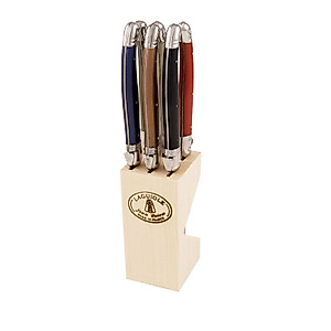 Jean Dubost Laguiole Block Steak Knives, one size, Blue/White/Light Blue