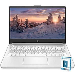 HP 2022 Premium 14-inch HD Thin and Light Laptop, Intel Dual-Core Processor, 16GB RAM, 64GB Storage, Long Battery Life, Webcam, Bluetooth, HDMI, Wi-Fi, White, Windows 11 + 1 Year Microsoft 365