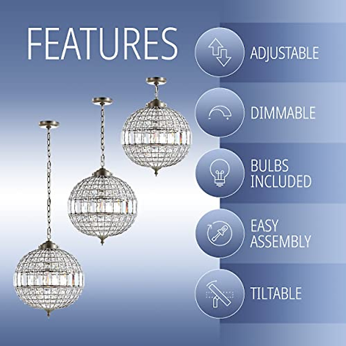 JONATHAN Y JYL6110B Georgina Crystal/Metal LED Chandelier Pendant Glam Contemporary Transitional Dimmable Dining Room Living Room Kitchen Foyer Bedroom Hallway, 16", Antique Brass/Clear