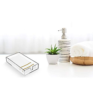 Acrylic Guest Towel Napkin Holder – Acrylic Holder for Disposable Hand Towels for Bathroom – Clear Paper Towel Dispenser Modern Storage Tray – Perfect Tray for Napkins. by Fete.