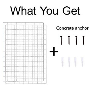 Kaforise Wire Wall Grid Panel, Multifunction Painted Photo Hanging Display and Wall Storage Organizer, Pack of 2, Size 25.6" x 17.7" White