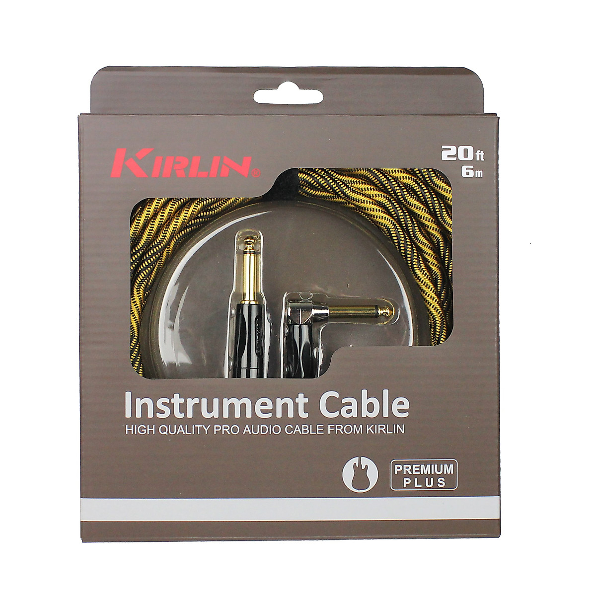 KIRLIN, KIRLIN CABLE IWB Instrument Cable, 1/4-Inch Right Angle to Straight, Black Gold Wave, 20FT (IWB-202 BFGL-20/WBO)