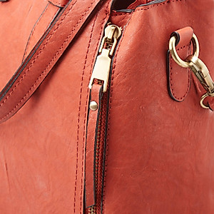 Bueno of California womens Veg Tan satchel style handbags, Burnt Orange, One Size US