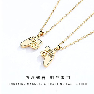 COLORFUL BLING 1 Pair Game Controller Matching Couple Pendant Necklaces Set Game Pad Friendship BFF Best Friends for Him and Her Street Hiphop Jewelry-Gold Silver