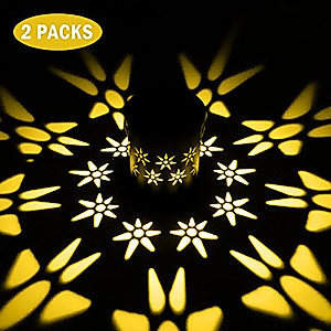 T-SUN Solar Lantern Waterproof Warmwhite, 2 Pack Solar Outdoor Decorations Lights Hanging Outdoor Garden Light Lantern for Garden Yard Patio Backyard Deck Courtyard Lawn