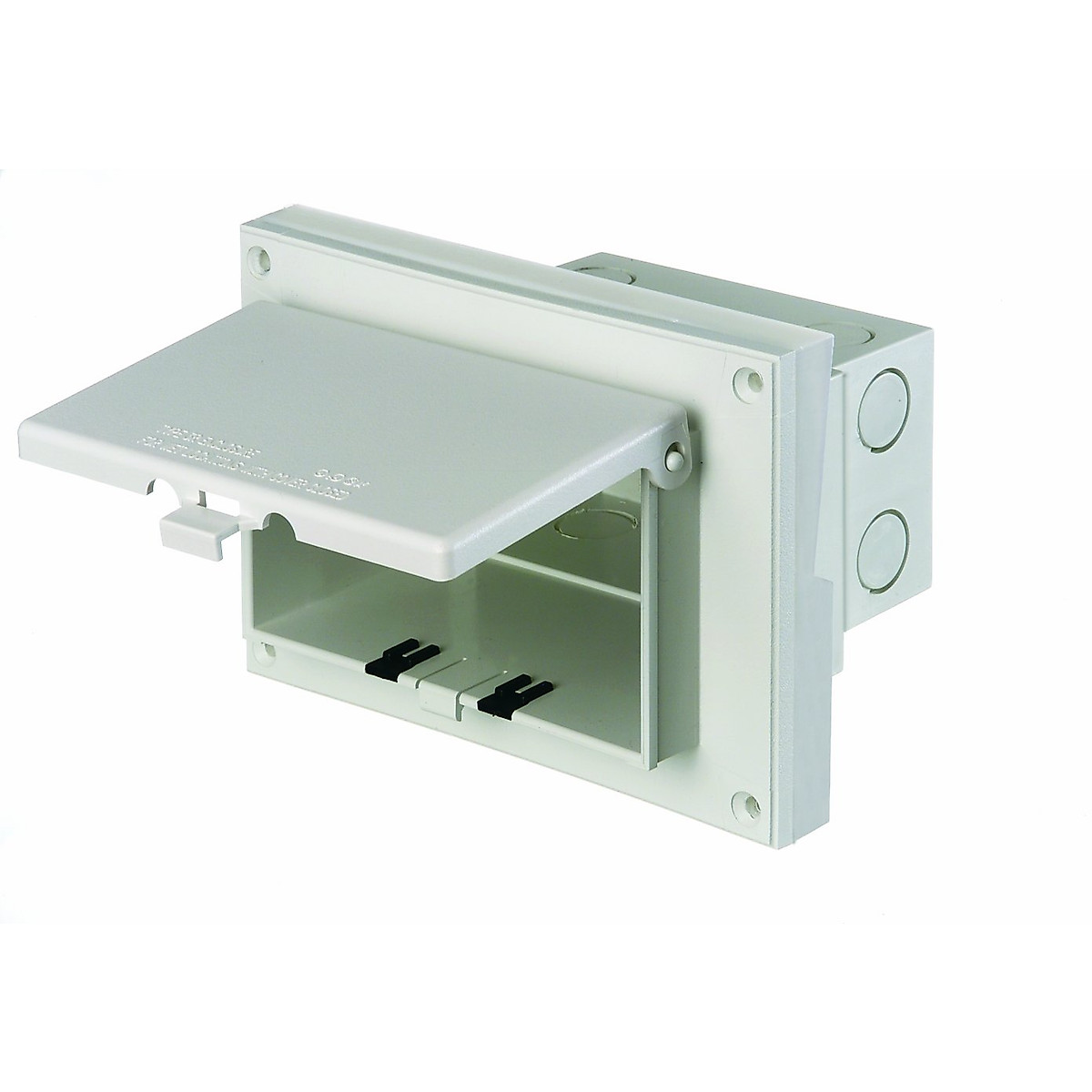 Arlington DBHR131W-1 Low Profile IN BOX Electrical Box with Weatherproof Cover for Retrofit Siding Construction, 1/4-Inch or 5/16-Inch Lap, Horizontal, White