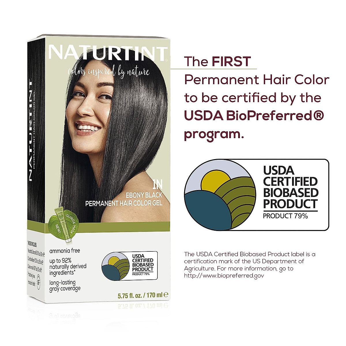 Naturtint 1N Ebony Black Permanent Hair Color (Pack of 6), Ammonia Free, Vegan, Cruelty Free, up to 100% Gray Coverage, Long Lasting Results (Packaging may vary)