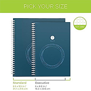 Rocketbook Wave Smart Notebook - Dotted Grid Eco-Friendly Notebook with 1 Pilot Frixion Pen Included - Executive Size (6" x 8.8"), Model Number: WAV-E