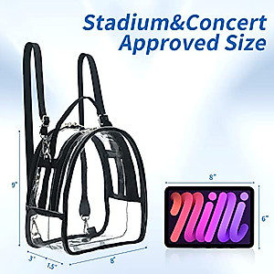 Mildbeer Clear Bag Stadium Approved Clear Mini Backpack, Clear Concert Backpack Purse, Clear Stadium Bag, Festival Bag