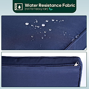 Niubya 3 Piece Wicker Rocking Chair Patio Furniture Sets, Outdoor Wicker Bistro Rattan Chair Conversation Sets with Cushions and Coffee Table, Navy and Brown