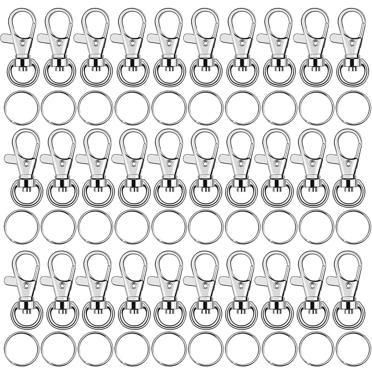 Key Chain Swivel Hooks, Anezus 100pcs Keychain Hardware Metal Swivel Snap Hook Lanyard Clips Hooks with Keychain Rings for Keychain Hardware and Lanyard Charms