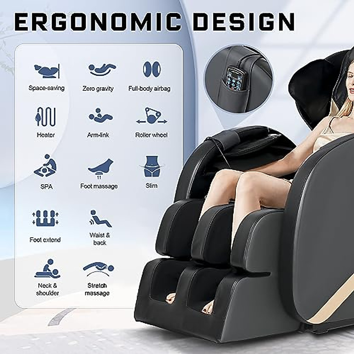 2023 Massage Chair Recliner with Zero Gravity with Full Body Air Pressure Easy to Use at Home and in The Office (Grey)