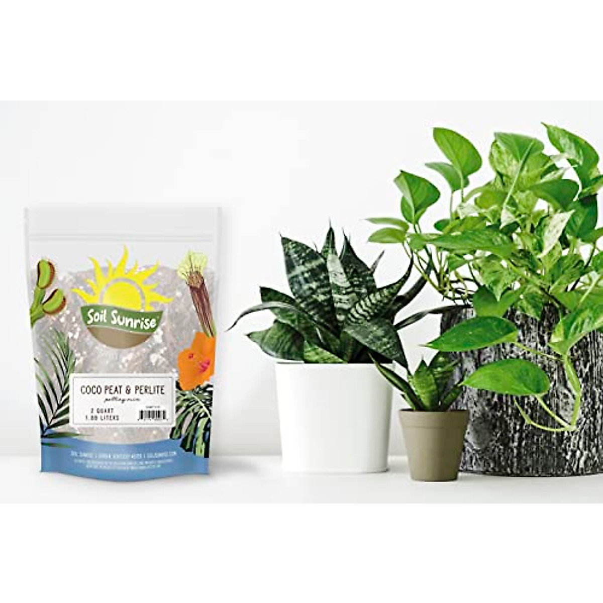 Coco Peat Perlite Potting Mix (2 Quarts), Loose Coconut Coir and Perlite