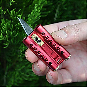 SZHOWORLD Creative Design Aluminium Mini Knife - Portable Pocket Knife, Compact Sharp Box Cutter with Carbon Steel, Closed Length 1.96inch (Red)