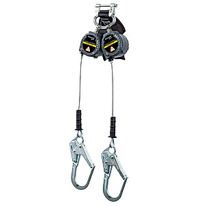 Miller by Honeywell TurboLite Edge Extreme Sharp Edge 9-Foot Twin Personal Fall Limiter with Steel Locking Rebar Hooks (MFLEC2-4/9FT), Gray
