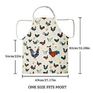 RosieLily Rooster Apron Chicken Apron for Women Beige Apron with Pockets for Cooking Baking Gardening Cute Rooster Gifts for Women Chicken Gift for Chicken Lovers Farm Thanksgiving Easter Holiday