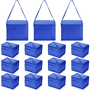 Nuogo 15 Pack Insulated Lunch Bags Bulk, Reusable Cooler Bags, Leakproof Lunch Boxes Set, Waterproof Thermal Cooler Bags, Insulated Beverage Bag for Women Men Work School Picnic Beach(Blue)