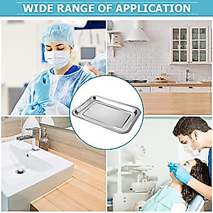 6 Pack Stainless Steel Tray Sturdy Baking Pans Metal Tray Baking Sheets Safe Cookie Sheet Toaster Oven Pan Rectangle 10.4 x 7.6 x 0.7 Inch for Kitchen Cooking, Easy Clean