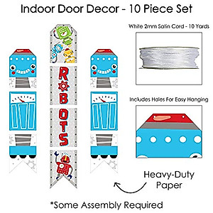 Big Dot of Happiness Gear Up Robots - Hanging Vertical Paper Door Banners - Birthday Party or Baby Shower Wall Decoration Kit - Indoor Door Decor