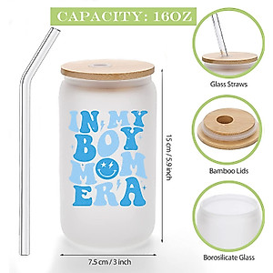 Boy Mom Gifts for New Mom,New Mom Gifts,Gifts for New Mom,Postpartum Gifts for Mom,New Mom Gifts After Birth,Cool gifts for New Moms-16 Oz In My Boy Mom Era Coffee Glass