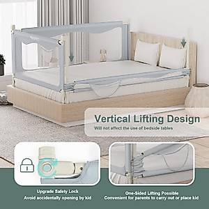 MININEC Bed Rail for Toddlers Baby, Long Toddler Bedrail Guard for Kids Children, Strong Babies Bed Rail for Twin, Full Size, Queen & King Mattress with Reinforced Anchor Safety Grey 70.8 * 27.5 in