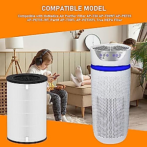 AP-T30 True HEPA Replacement Filter Compatible with HoMedics AP-T30 AP-T30WT AP-PET35 AP-PET35-WT Air Purifier, Part# AP-T30FL AP-PET35FL, 1 Pack