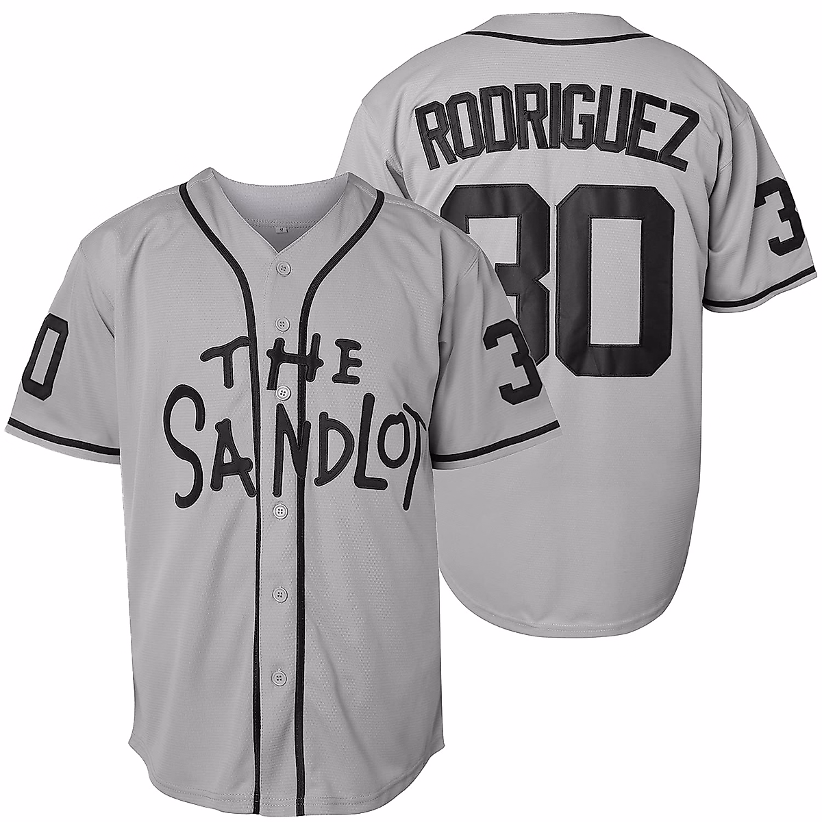 The Sandlot Benny The Jet Rodriguez Michael Squints Palledorous Alan Yeah-Yeah McClennan Bel Air 3D Print Baseball Jersey (XXX-Large, 30-Grey)