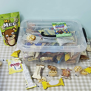 Uumitty 8 L Plastic Storage Bin Tote Organizing Container with Lid and Latching Buckles, Stackable and Nestable, 2 Pack