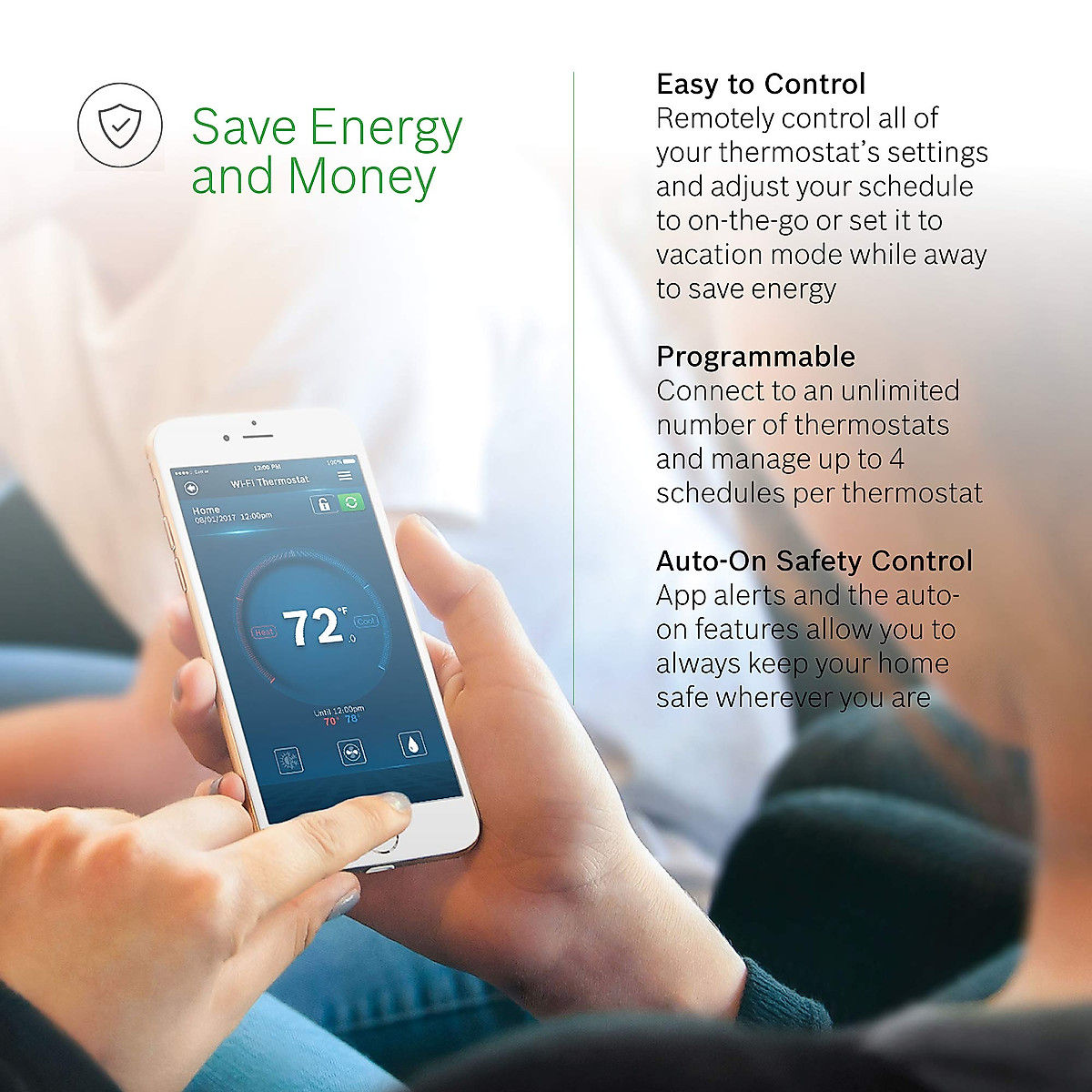 Bosch BCC100 Connected Control Smart Phone Wi-Fi Thermostat - Works with Alexa - Touch Screen
