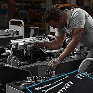 DURATECH Combination Wrench Set, Metric, 15-Piece, 8, 9, 10, 11, 12, 13, 14, 15, 16, 17, 18, 19, 20, 21, 22mm, 12-Point, CR-V Steel, with Rolling Pouch