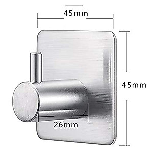 Adhesive Hooks Heavy Duty Waterproof Stainless Steel Wall Hooks for Towel ,Cloth,Coat Sticky Hanging Hooks 4 Sets for Bathroom,Bedroom,Kitchen，Door-4 Pack