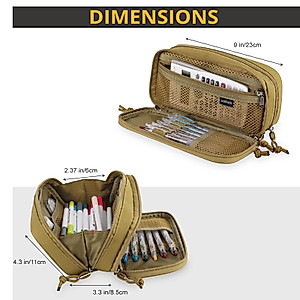 ATRIPACK Tactical Pencil Case for Boy,Large Capacity Pencil Pouch,Marker Organizer Case Pen Box, Tool Bag Desk Organizer for School College Office Organizer for Kids Men Women Adult Teens(Brown)