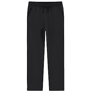 Weintee Men's 34" Inseam Tall Cotton Sweatpants with Pockets L Black