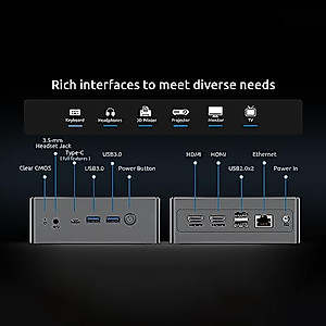 Bmax B4 Plus Mini PC 12th Intel N100(up to 3.4GHz) 16G DDR4 RAM/512GB SSD Small PC WiFi5 4K/60Hz Triple-Display BT4.2 Type-C/HDMI Small Computer