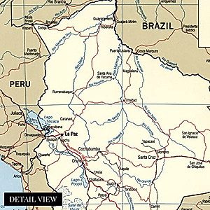 HISTORIX 2006 Bolivia Map Poster - 24x30 Inch Map of Bolivia in South America Poster - Map of Bolivia Showing Sucre Santa Cruz and La Paz Bolivia Map Print