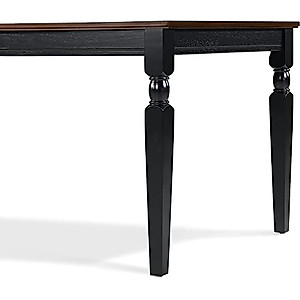 Finch Provence Farmhouse Table, Two-Toned Wood with Turned Legs, Traditional Rustic Furniture Decor for Kitchen or Dining Room, 60" Inch Tabletop, Black