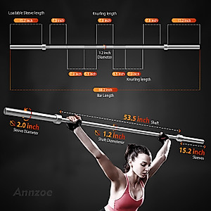 Olympic Barbell Bar 7 Feet Weight Bar, 20kg Men’s Solid Iron Weighted Workout Barbell Weight Straight Weightlifting Technique Bar for Home Fitness Exercise Equipment, Rated 700lbs for Weightlifting