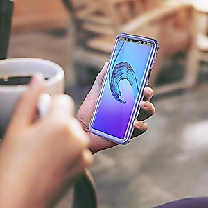 SURITCH Case for Galaxy S9, [Built-in Screen Protector] Hybrid Full-Body Protection Shockproof Rugged Bumper Soft Silicone Lavender Protective Cover for Samsung Galaxy S9 5.8 Inch (Purple Marble)