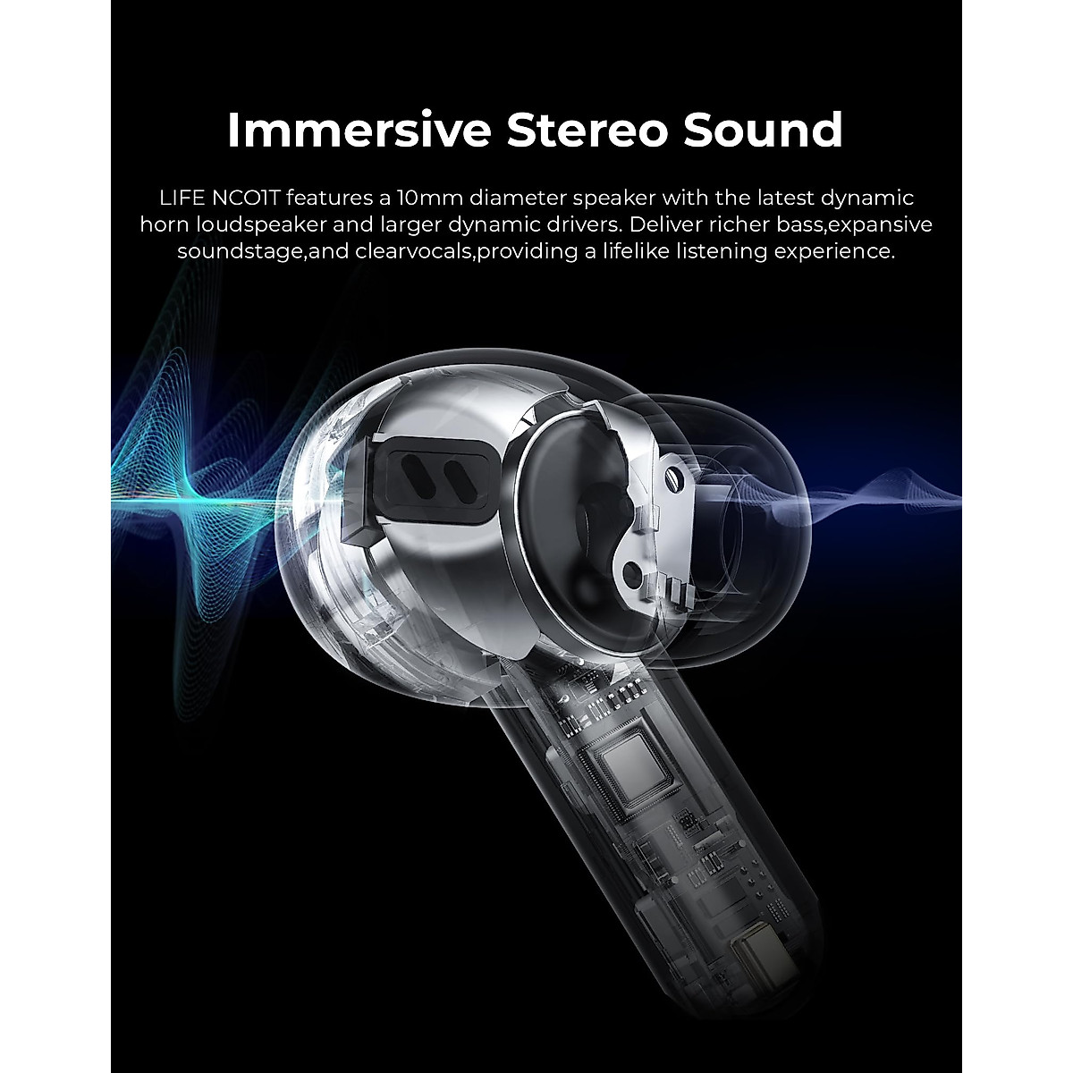 havit Wireless Earbuds Noise Cancelling, Bluetooth 5.4 Headphones with 4 ENC Noise Cancelling Mic, 40H Playtime, in-Ear Bluetooth Ear Buds 7 Preset EQs via App LED Display