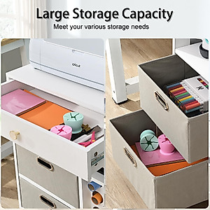 Cooday Craft Organizers and Storage Cart, Compatible with Cricut Machines — Rolling Craft Cart with 23 Large Diameter Vinyl Roll Holders, Craft Cabinet and Storage Workstation for Craft Room