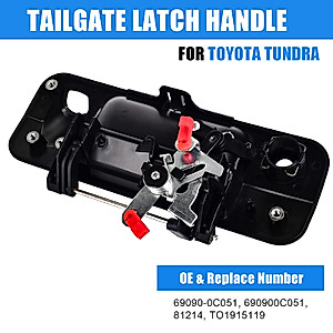 FAERSI Tailgate Handle Liftgate Latch Handle with Rear Camera Hole Replacements for 2007-2013 Toyota Tundra | Replaces# 69090-0C051, 690900C051, 81214