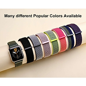 ANNEFIT Nylon Sport Loop Watch Bands 18mm, 2 Packs Quick Release Adjustable Strap for Men Women (Black and Blue Green)