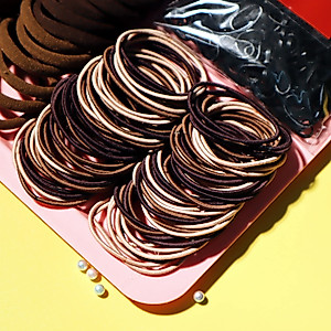 GUOXI Hair Scrunchies For Women,Brown Accessories Set,Seamless Nylon Soft Elastic Ties,Ropes Ponytail Holder Bands Thick and Curly（805PCS）