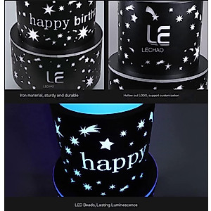 Birthday Cake Three-Tier Champagne Sparklers Bottle Wine Rack Atmosphere Props，Glow Custom Logo Rechargeable Color Flashing，Nightclub Disco Party (Color : RGB, Size : 105 * 60cm)