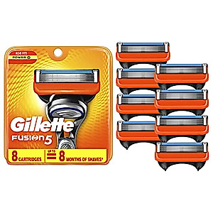Gillette Fusion5 Mens Razor Blade Refills, 8 Count, Lubrastrip for a More Comfortable Shave