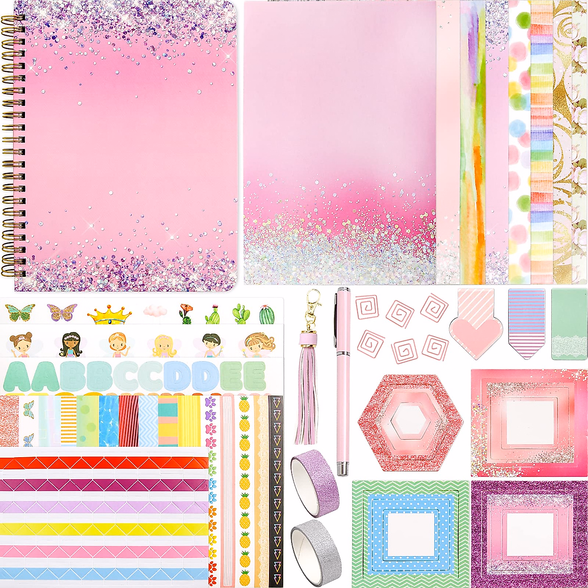 ceiba tree DIY Journal Kit Arts & Crafts Gifts for Teen Girls Ages 8-14 Journaling Scrapbooking Diary Supplies Scrapbook Kit Birthday Gift Ideas for 8, 9 Year Old Girls Kids Teens