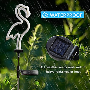 AHNNER Solar Garden Lights, Outdoor Lights Flamingo Neon Lights, Waterproof Outdoor Lights for Garden Patio Yard Pathway Decoration (1PACK)