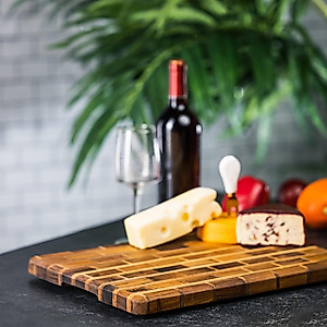 Artisanal Teak Charcuterie, Cutting, Cheese & Bread Board, Handmade,16x12x1, for Slicing, Dicing & Food Serving
