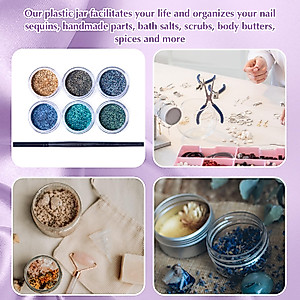 SATINIOR 100 Pcs Plastic Jars with Lids Small Containers Lids Wide Mouth Small Plastic Containers for Lotion Cream Rhinestones Body Butters Travel Storage(4 oz,Clear with White Lid)